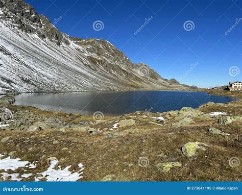 High Alpine Lake Lai Da La Scotta Schottensee Or Schotten Lake On The