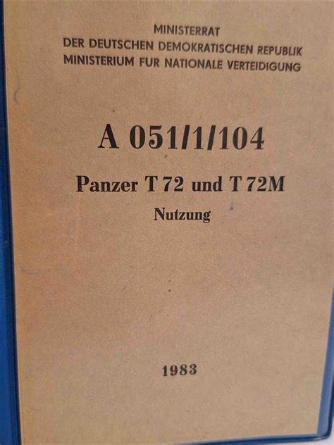 Ddr Dienstvorschrift Nva Militaria Panzer T 72 T 72m Nutzung Technik