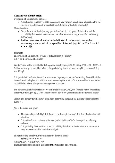 Lecture 4 Continuous Distribution Continuous Distribution Definition
