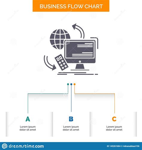 Access Control Monitoring Remote Security Business Flow Chart Design With 3 Steps Glyph