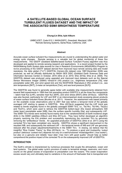 Pdf A Satellite Based Global Ocean Surface Turbulent Fluxes Dataset And The Impact Of The