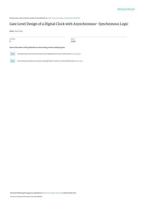 Gate Level Design Of A Digital Clock Pdf