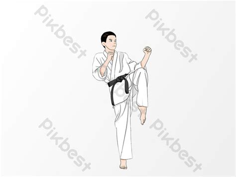손으로 그린 여름 방학 훈련 태권도 운동 요소 일러스트 Psd 무료 다운로드 Pikbest