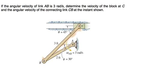 If The Angular Velocity Of Link Ab Is 3 Rads Determine The Velocity Of