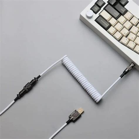 Mechanical Keyboard Usb C Coiled Aviation Cable Length Ft Accessory Stylish White At Rs