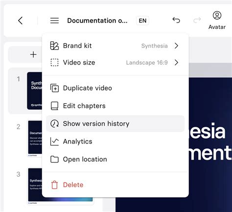 Versioning And Commenting In Synthesia Synthesia Docs