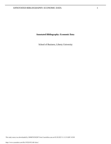 Annotated Bibliography Economic Data