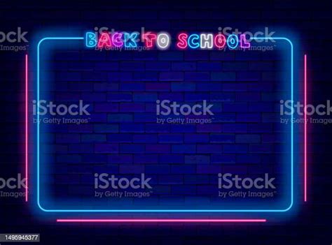 학교 네온 발표로 돌아갑니다 파란색 테두리 교육 환영 포스터 벡터 스톡 일러스트레이션 0명에 대한 스톡 벡터 아트 및 기타 이미지 0명 9월 Performing