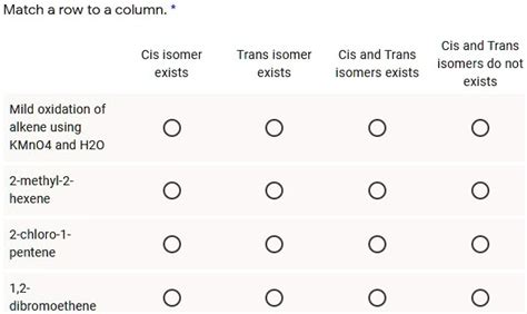 Match A Row To A Column Mild Oxidation Of Alkene Using Kmno4 And H2o 2 Methyl 2 Hexene 2