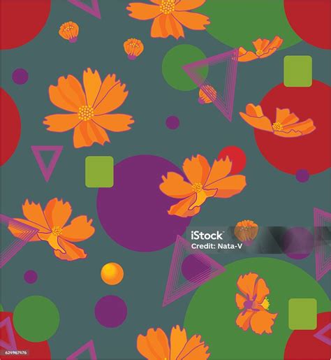 삼각형 원 사각형의 기하학적 모양의 오렌지 코스모스 꽃 0명에 대한 스톡 벡터 아트 및 기타 이미지 0명 계절 노랑