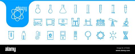 Science Laboratory Tools Line Icons Set Collection Design Vector Stock Vector Image Art Alamy