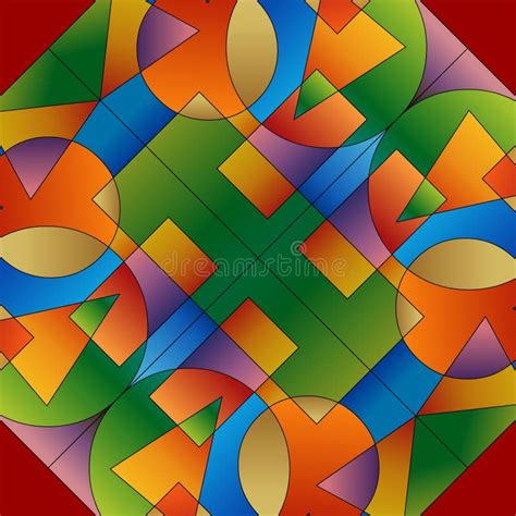 Seamless Background With Colorful Geometric Pattern Circle Rectangle