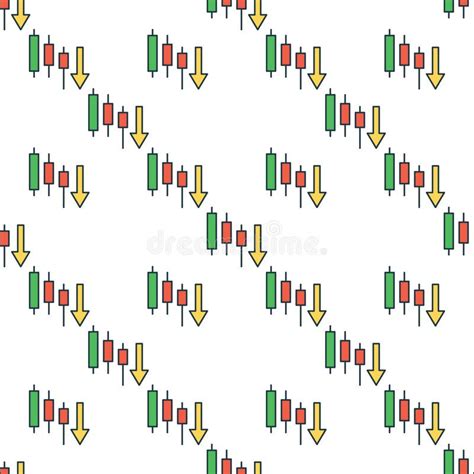 Crypto Trading Candlestick Chart Formation Vector Colored Seamless Pattern Stock Illustration