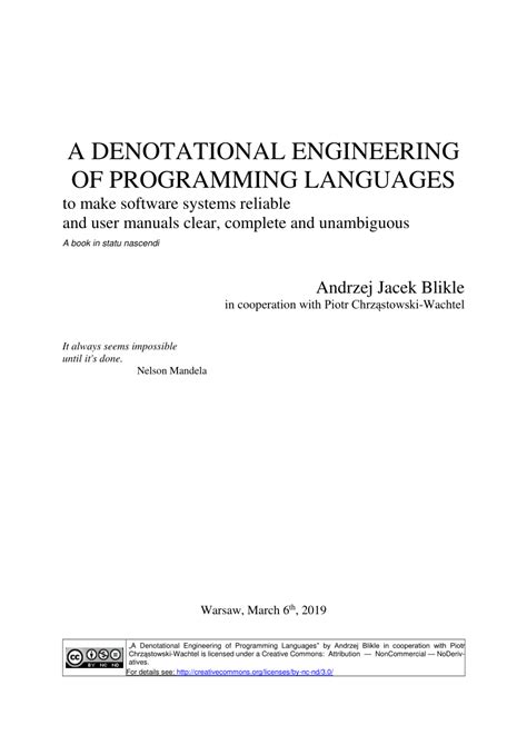 PDF A DENOTATIONAL ENGINEERING OF PROGRAMMING LANGUAGES To Make
