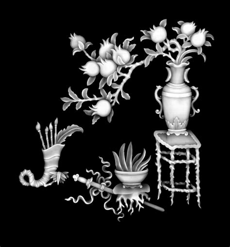 High Quality Vase With Flowers Grayscale For Cnc Bitmap Bmp Format