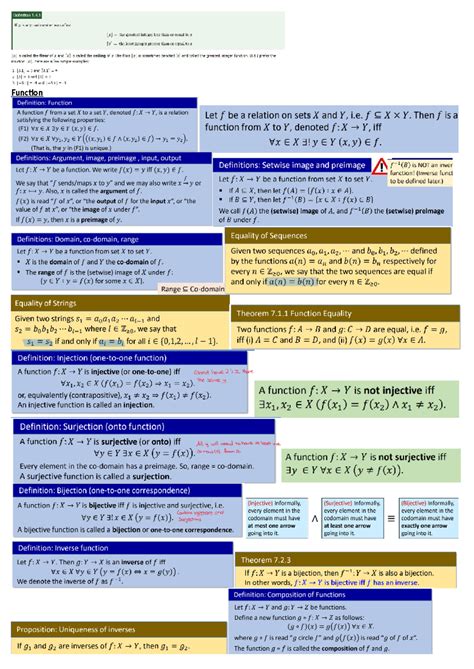 Cs1231s Cheatsheet A Cheat Sheet For The Finals Cs1231s Function Mathematical Induction