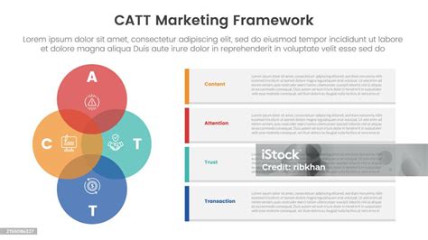 Catt 마케팅 프레임워크 인포그래픽 4 포인트 스테이지 템플릿 With Venn Diagram Blending And Vertical Circle With