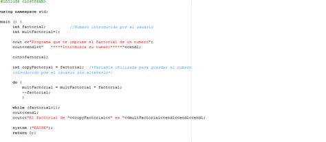 Programando con C Factorial de un número