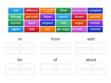 Verb Preposition Group Sort Verb Preposition Group Sort