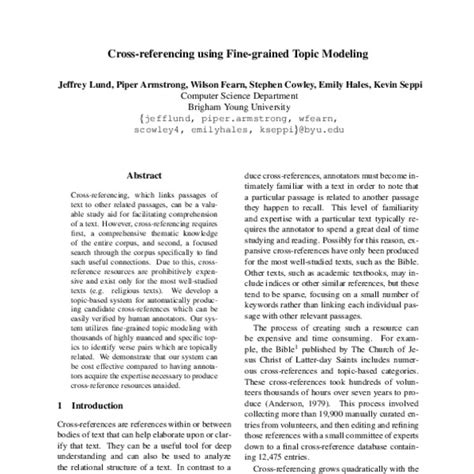 Cross Referencing Using Fine Grained Topic Modeling Acl Anthology