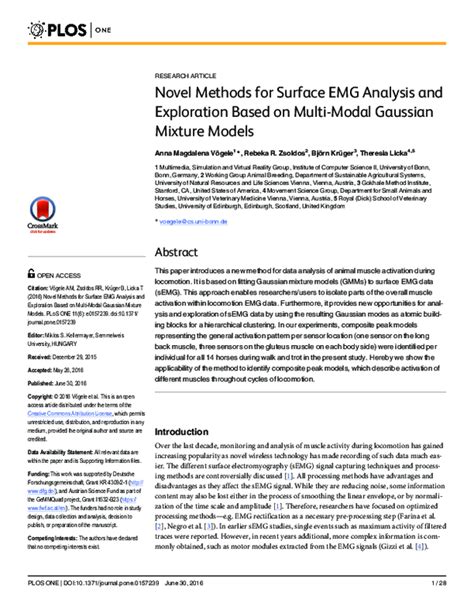 Pdf Novel Methods For Surface Emg Analysis And Exploration Based On Multi Modal Gaussian