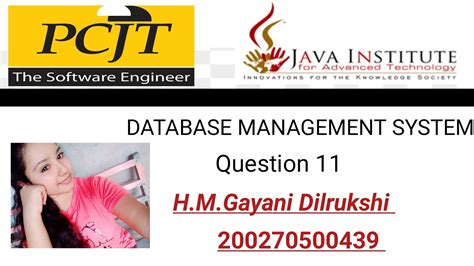 Java Institute Database Management System Question Set 11 Hm