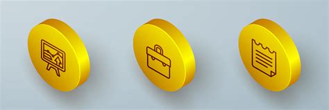 Isometric Line Monitor를 그래프 차트 서류 가방 및 노트북 아이콘으로 설정합니다 벡터 3차원 형태에 대한 스톡 벡터 아트 및 기타 이미지 Istock