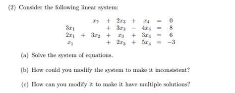 Solved 2 Consider The Following Linear System 3x3 C1 A