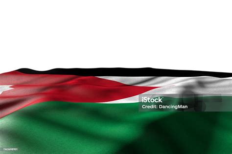 좋은 축하 플래그 3d 그림 요르단 국기의 모형 사진은 텍스트에 대한 공간과 흰색에 고립 된 원근 보기거짓말 3차원 형태에 대한 스톡 사진 및 기타 이미지 Istock