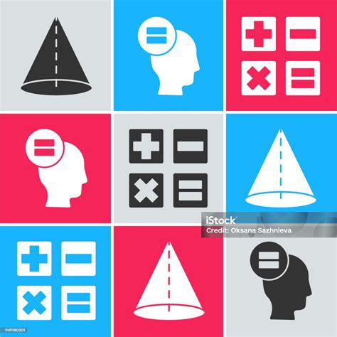 기하학적 그림 원뿔 계산 및 계산기 아이콘을 설정합니다 벡터 0명에 대한 스톡 벡터 아트 및 기타 이미지 0명 3차원 형태 개념 Istock