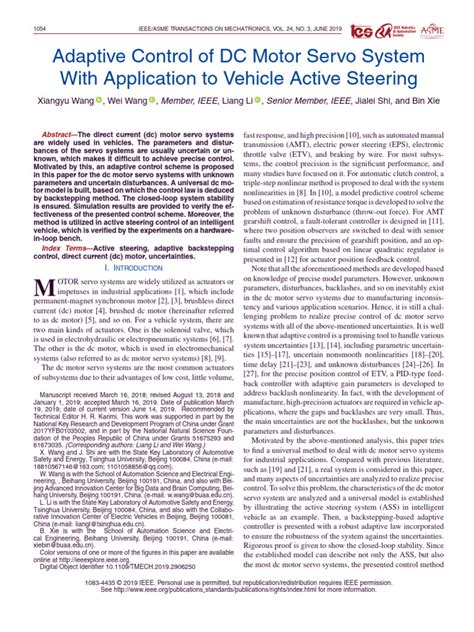 Adaptivecontrolofdcmotorservosystemwith Pdf Electric Motor