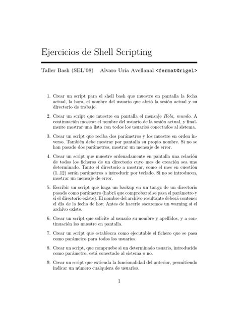 Taller De Ejercicios Para Bash Pdf Directorio Computación