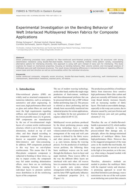 Pdf Experimental Investigation On The Bending Behavior Of Weft