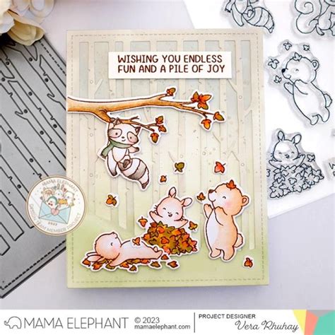 Mama Elephant Falling Leaves Stamp And Die Bundle By Cino