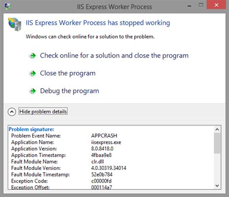 Asp Net Mvc The Program Iisexpress Exe Has Exited With Code