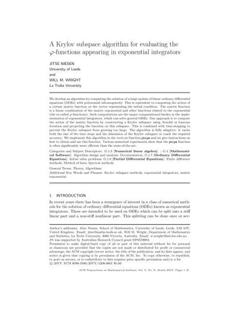 A Krylov Subspace Algorithm For Evaluating The Ï Functions