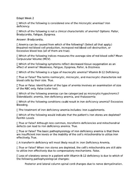 Nr 507 Edapt Week 2 Chamberlain College Of Nursing Nr 507 Advanced Pathophysiology Week 2