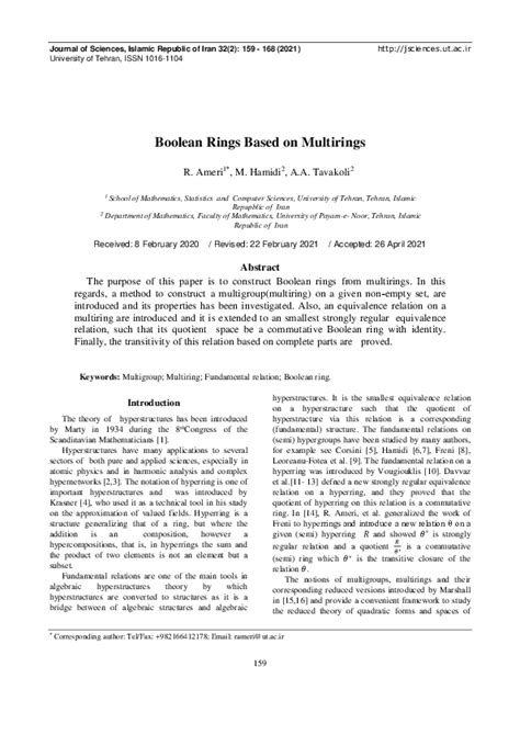 Pdf Boolean Rings Based On Multirings