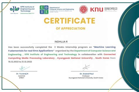 completed a machine learning internship indhuja ravi posted on the topic linkedin