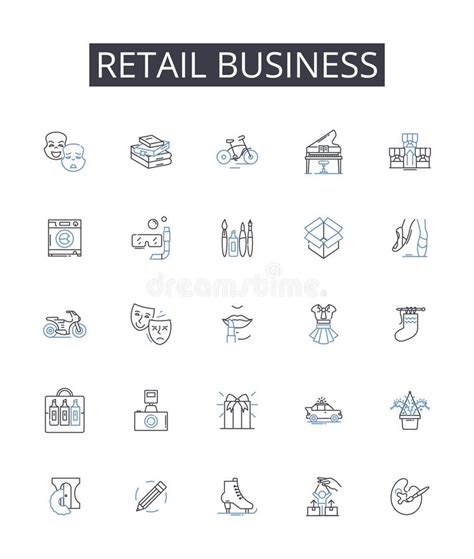 Retail Business Line Icons Collection Analysis Calculus Computation