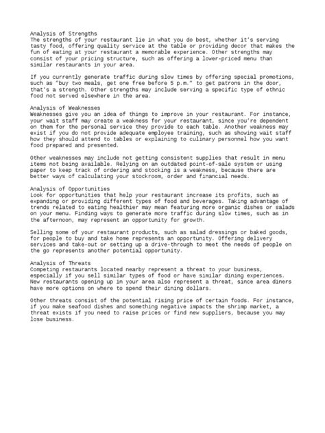 Analysis Of Str Pdf Restaurants Menu