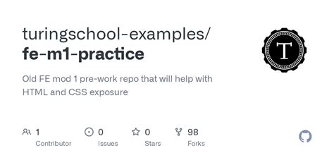 Github Turingschool Examplesfe M1 Practice Old Fe Mod 1 Pre Work Repo That Will Help With