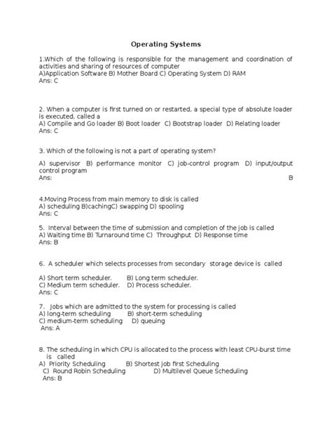 os multiple choice questions pdf scheduling computing thread computing