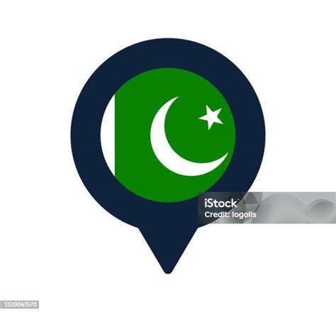파키스탄 플래그 및 지도 포인터 아이콘 국기 위치 아이콘 벡터 디자인 Gps 로케이터 핀 벡터 일러스트레이션 0명에 대한 스톡