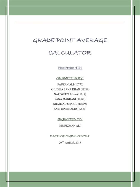 Report User Manual For Cgpa Calculating Software Pdf Grading Education Databases