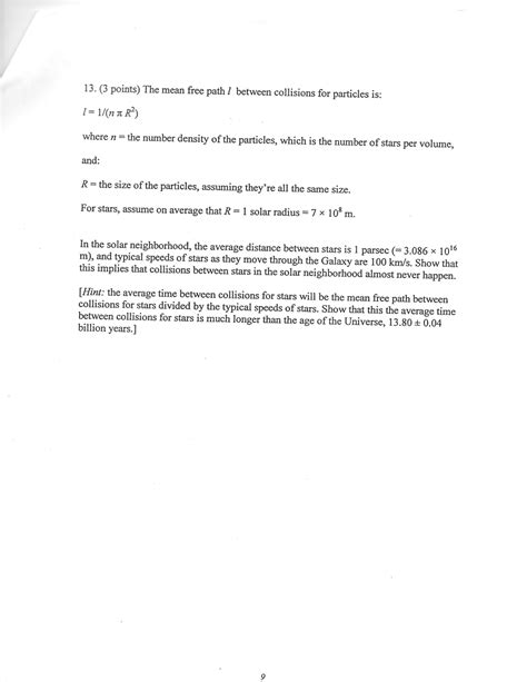 Solved The Mean Free Path I Between Collisions For Particles