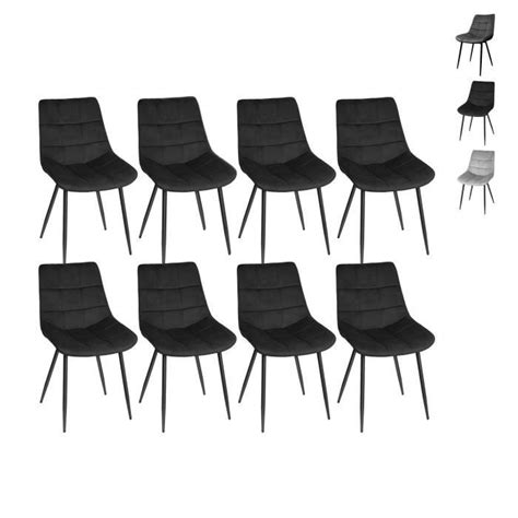 Ohmg® Lot De 8 Chaises Salle à Manger Siège En Velours Pieds En Métal