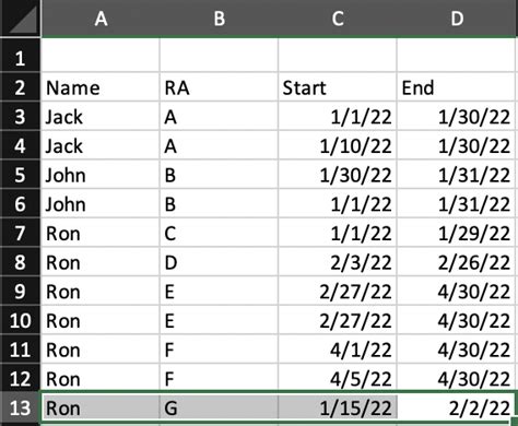 How To Flag Down Date Overlap Rexcel