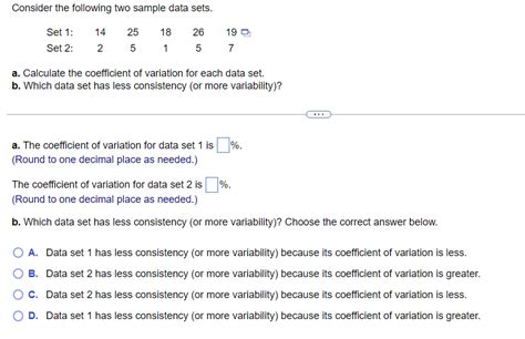Solved Consider The Following Two Sample Data Sets A