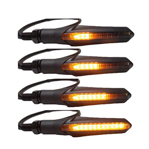 Universal Motorcycle Led Sequential Indicators Pair Blacked Out Smoked